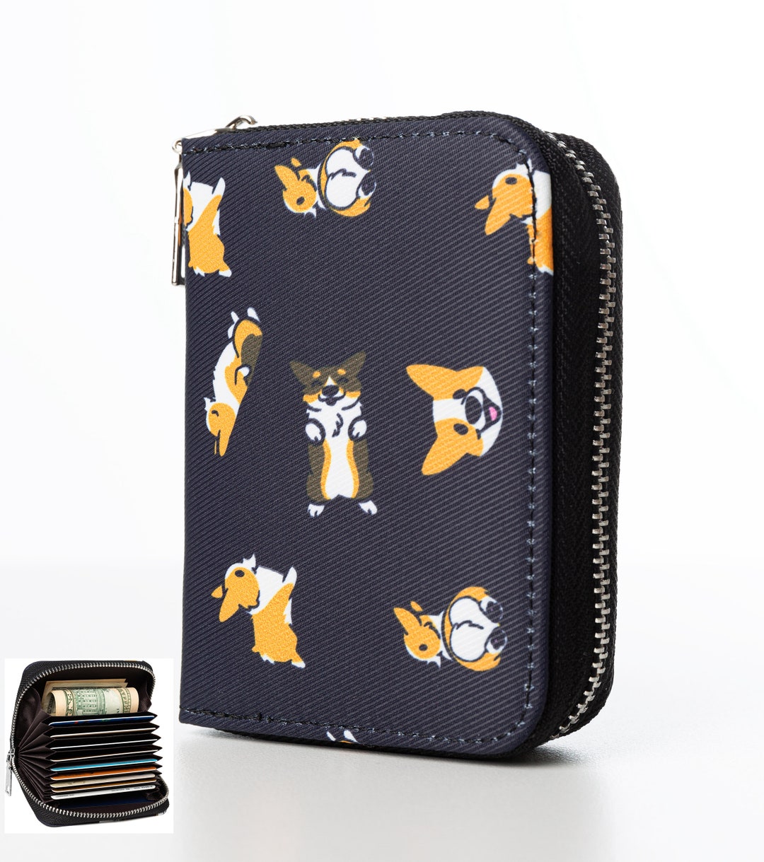 Corgi Wallet RFID: 15-slot Zipper Card Holder - Gift for Dog Mom - Etsy