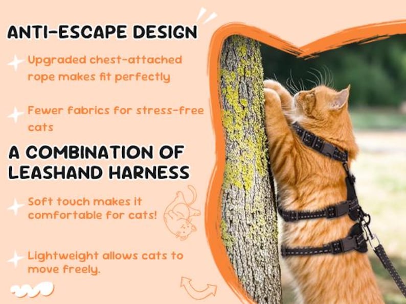 Escape Proof Cat Harness and Leash – Soft Mesh, Reflective Strips - Etsy