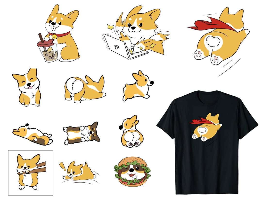 Corgi Iron on Stickers Patches Corgi Heat Transfer Stickers 12 ...