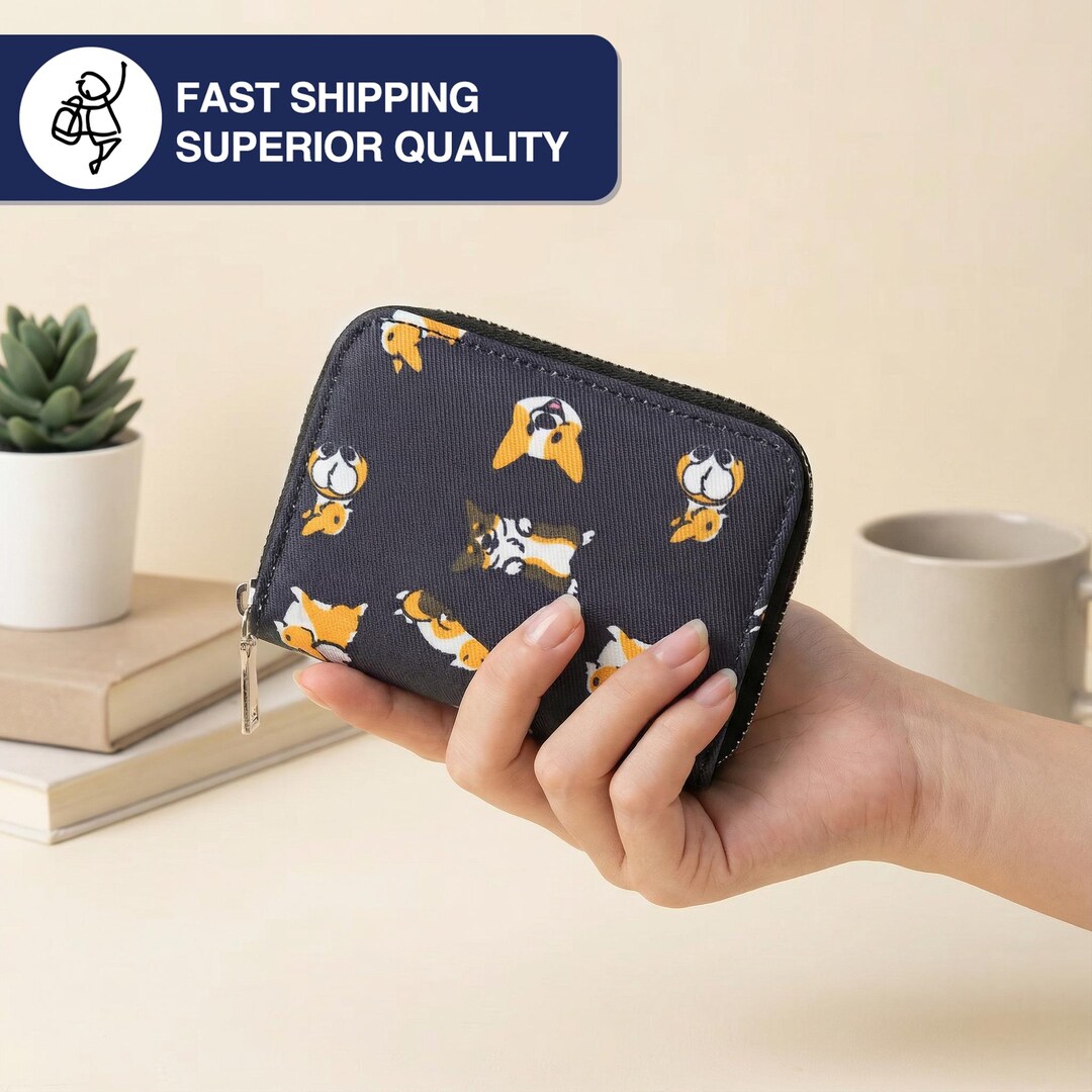 Corgi Wallet RFID: 15-slot Zipper Card Holder - Gift for Dog Mom - Etsy