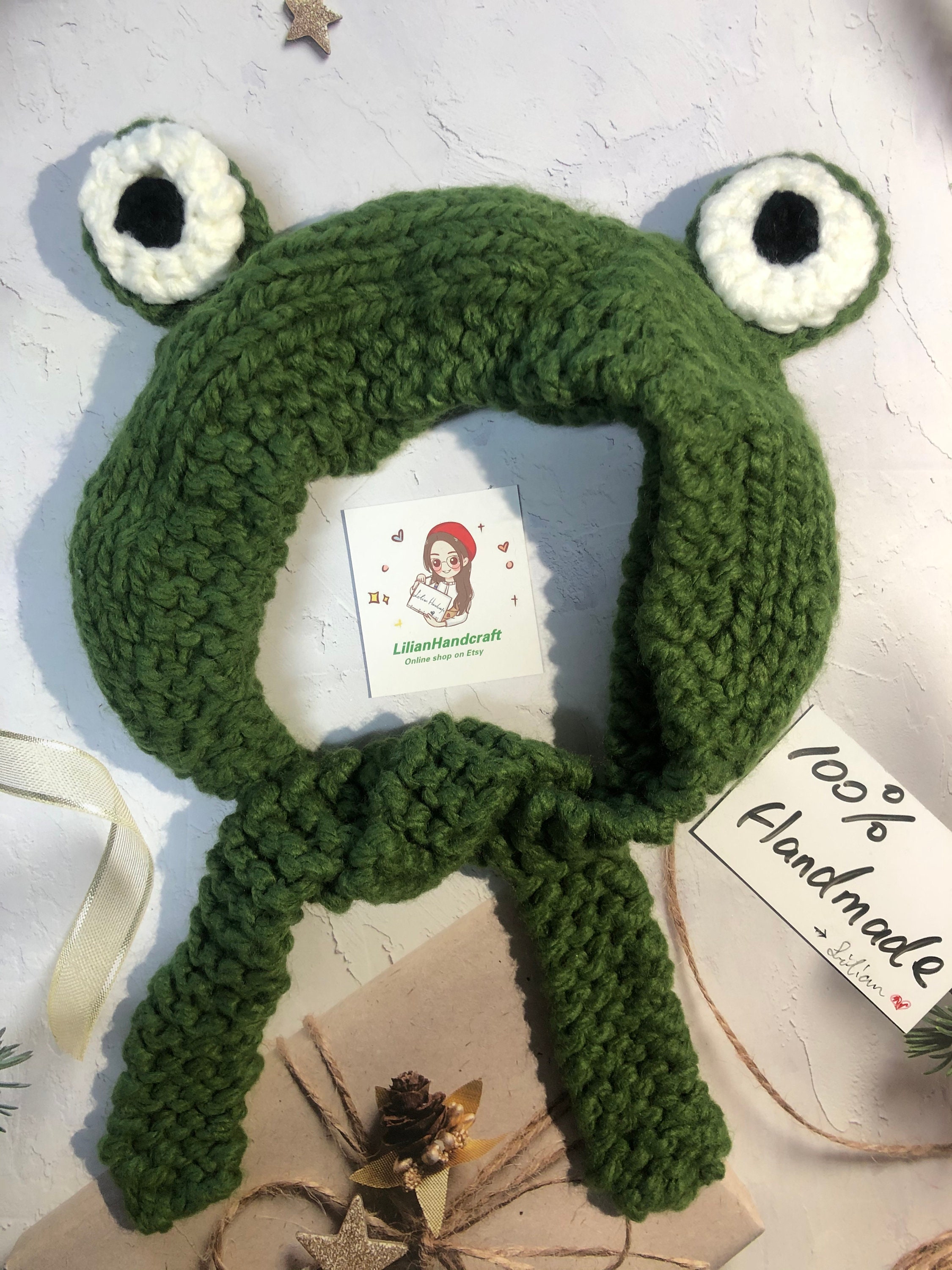 Knitted Frog Headband Handmade Earmuffs Hand Knitted hat | Etsy