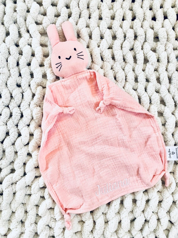 Toys Personalized Embroidered Hand Lettered Organic Muslin Cotton Bunny ...