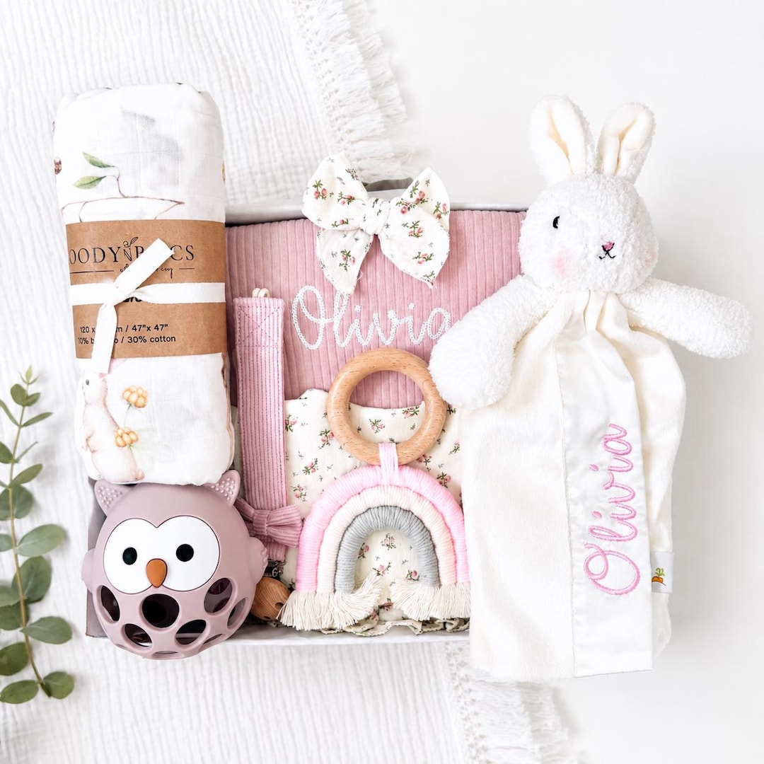Personalized Baby Girl Gift Box | Woodland Baby Shower Gift Set ...