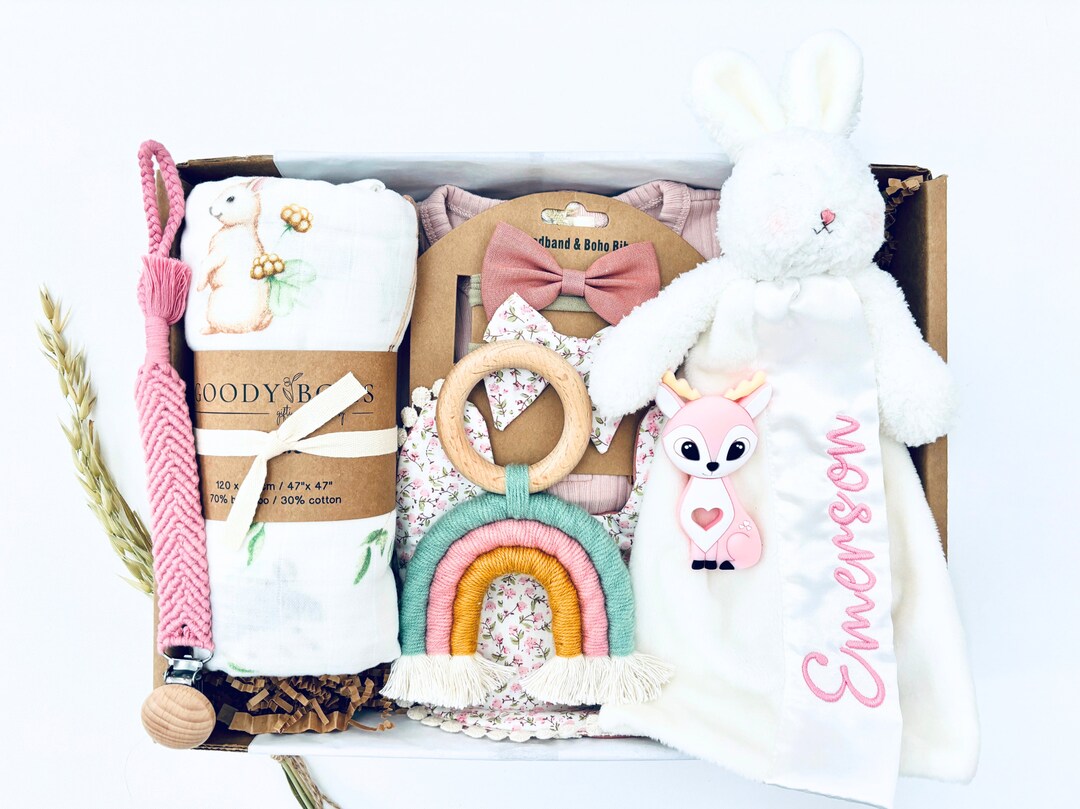 New Baby Girl Gift Basket, Baby Shower Gift, Personalized Gift for Baby ...