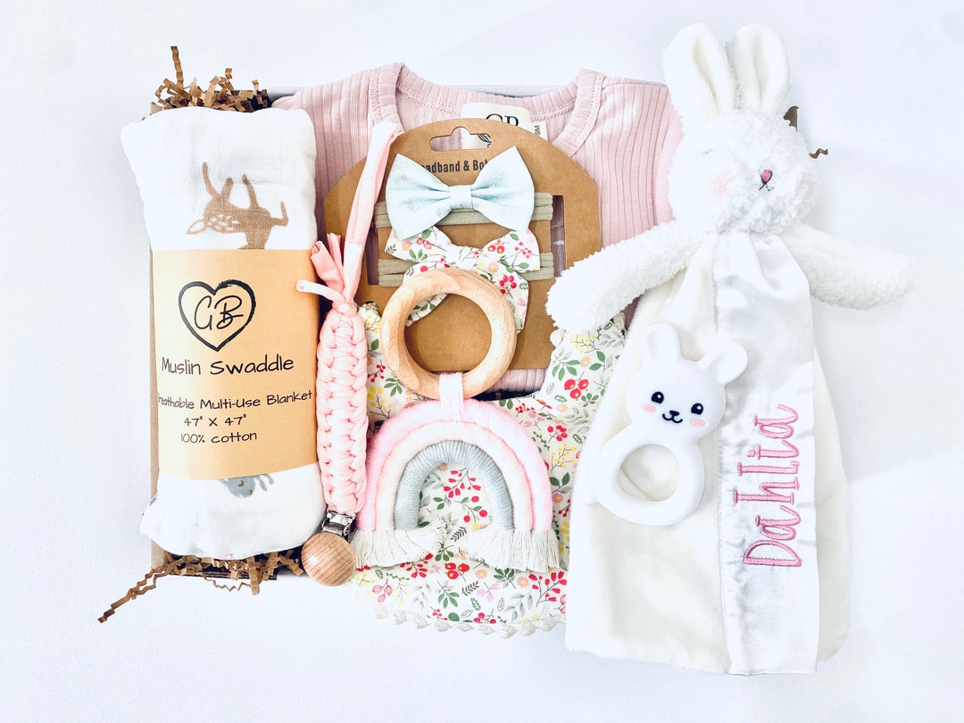 New Baby Girl Gift Basket, Baby Shower Gift, Personalized Gift for Baby ...