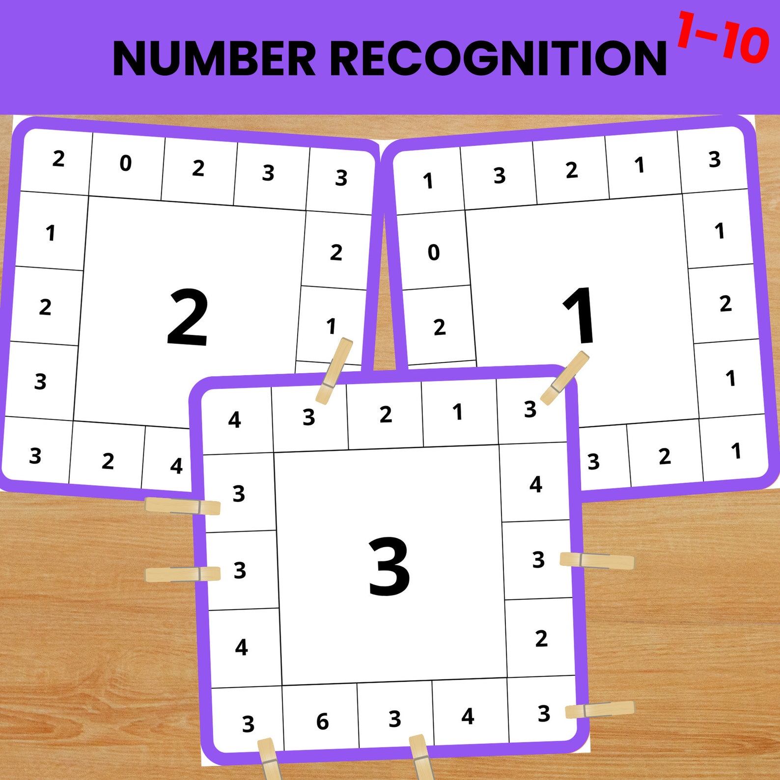 Number Matching Clip Cards 1-10 | Printable Math for Kindergarten ...