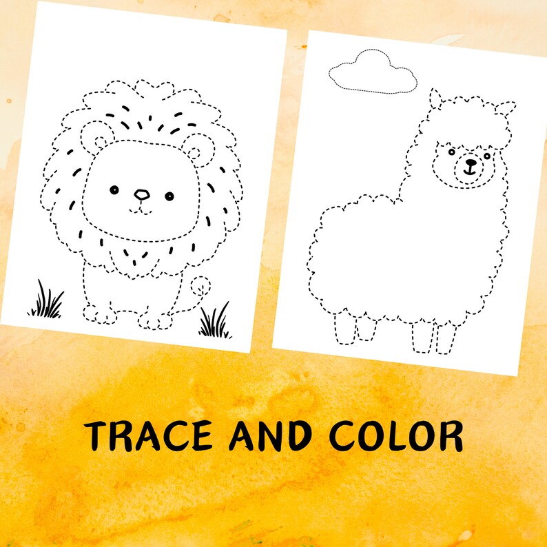 Animal Tracing Line and Easy Coloring Toddler Worksheets, Printable ...