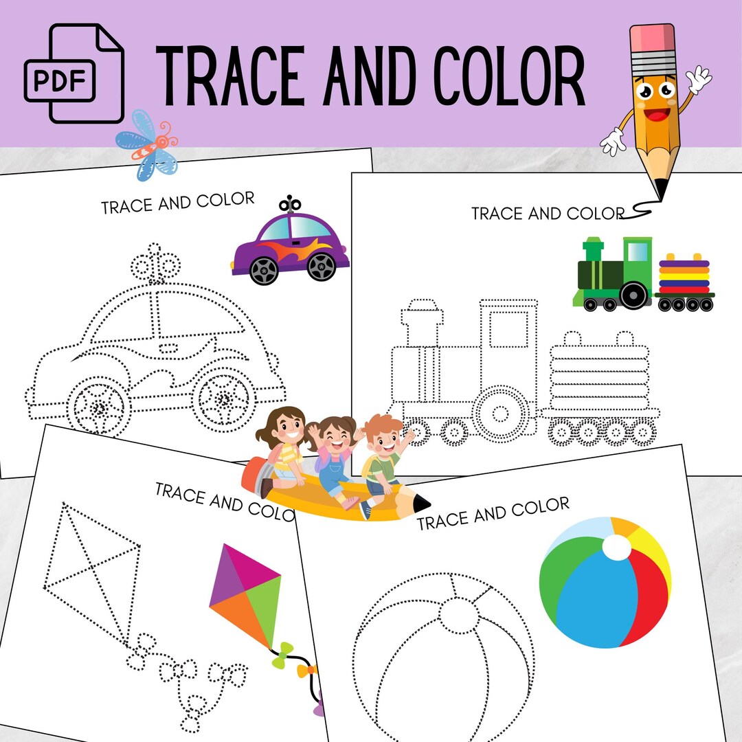 Tracing Practice for Preschool - Trace & Color Pages, Pre-writing ...