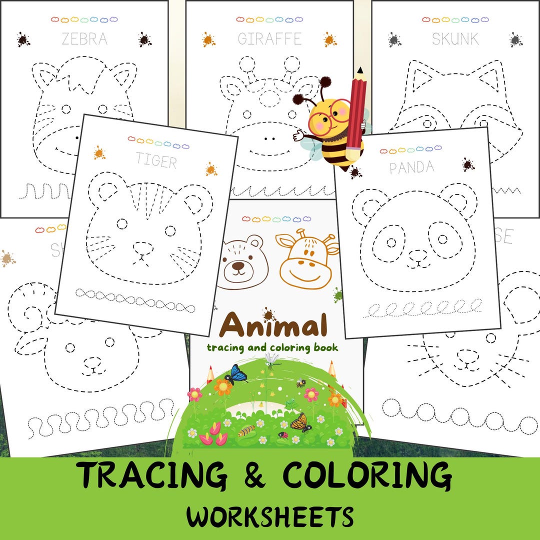 Tracing Practice and Coloring Pages for Kids | Pre-writing Worksheets ...