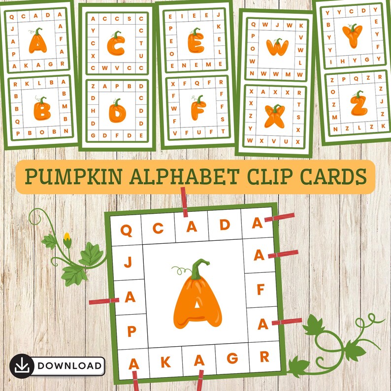 Pumpkin Alphabet Clip Cards: Uppercase Letter Matching for Preschool - Etsy
