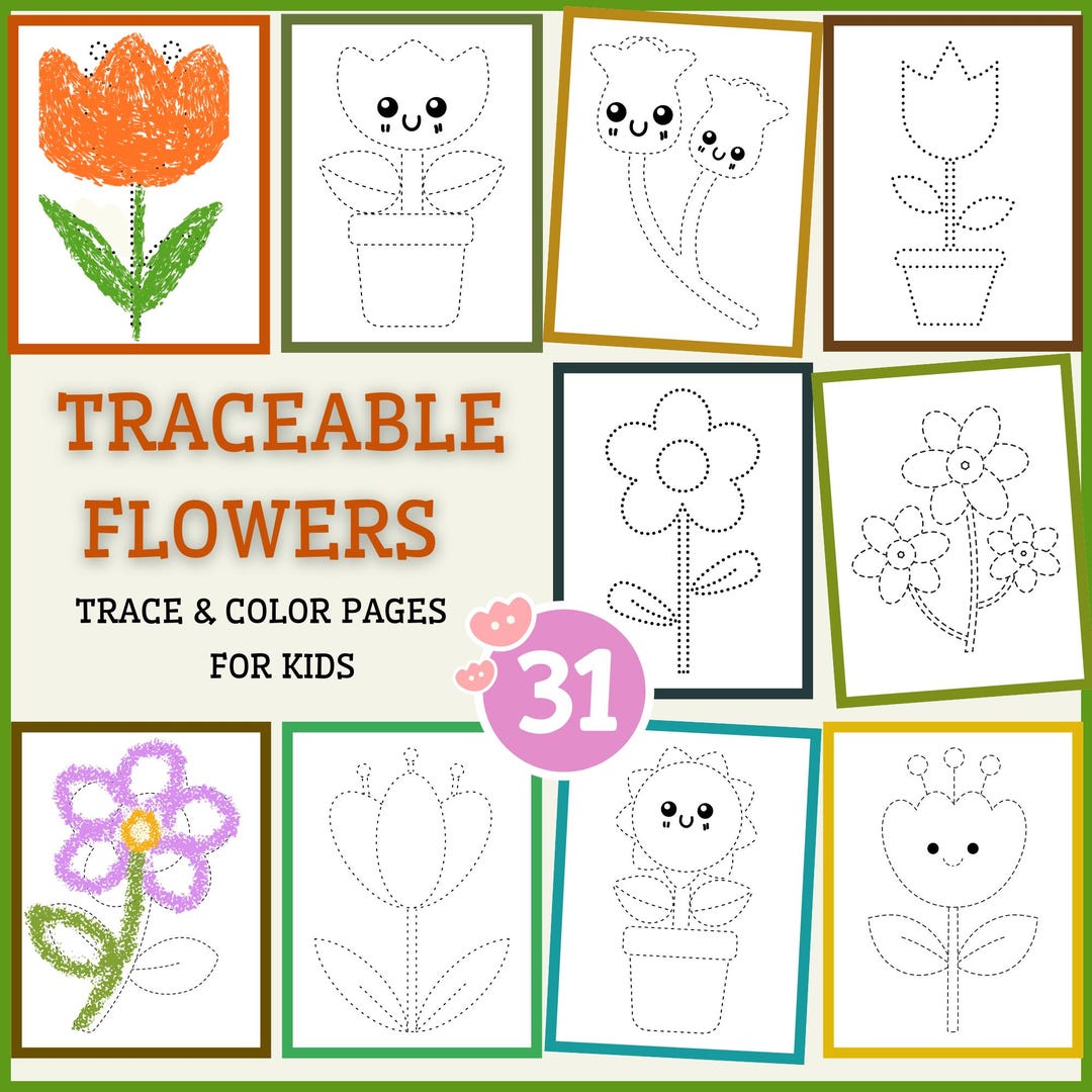 Traceable Flowers for Kids | Printable Flower Tracing Pages | Summer ...
