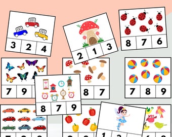 Spring Count & Clip Cards Numbers 1-12 - Etsy