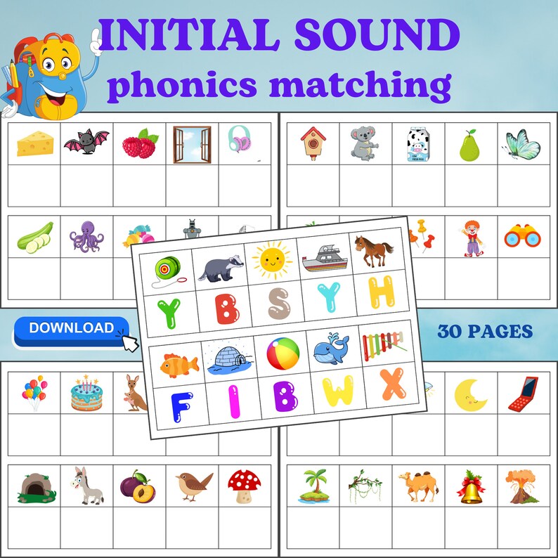 Beginning Sounds Letter Match Phonics Worksheets, Letter Sounds ...