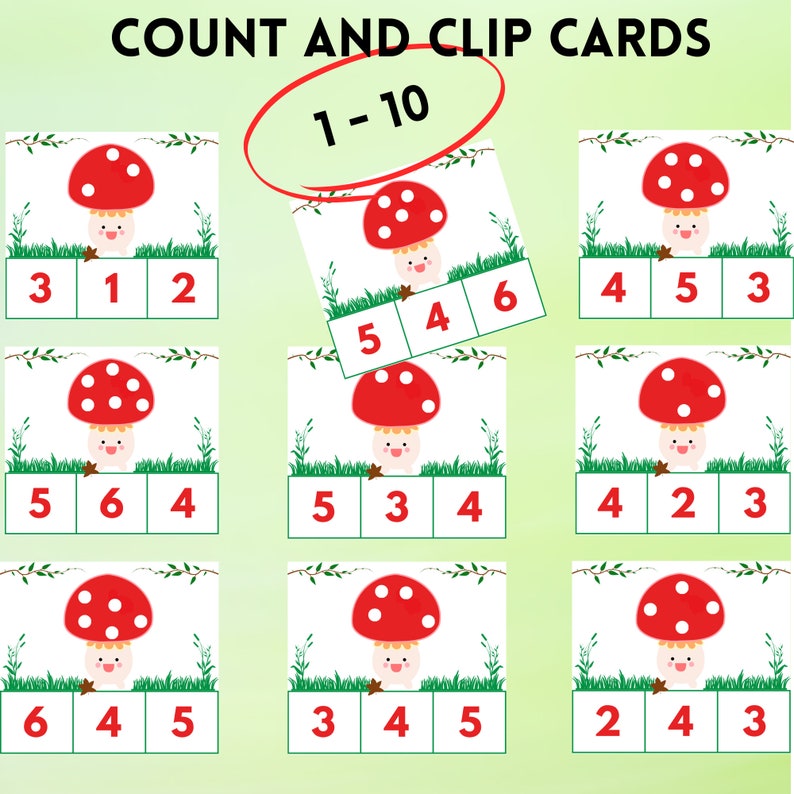 Mushroom Spot Counting Clip Cards, Homeschooling, Preschool Curriculum ...