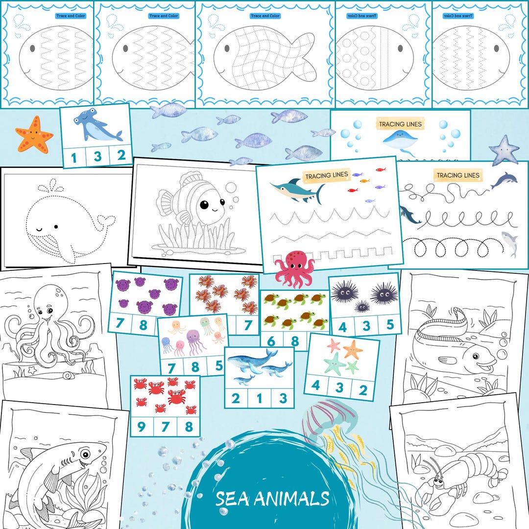 Ocean Themed Preschool Learning Bundle | Printable Montessori Activity ...