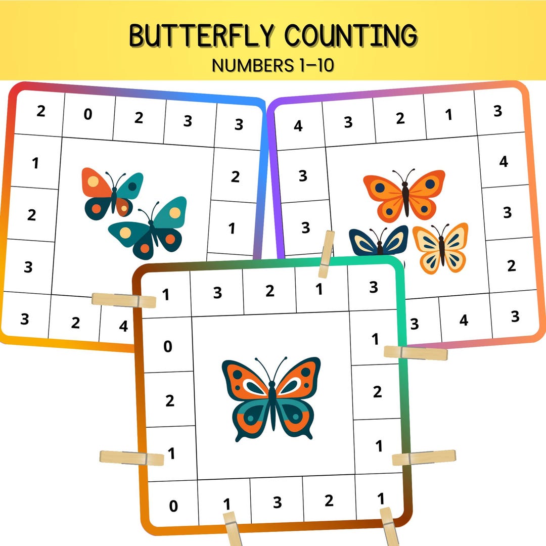 Butterfly Counting Clip Cards | Preschool Math Activity | Summer ...