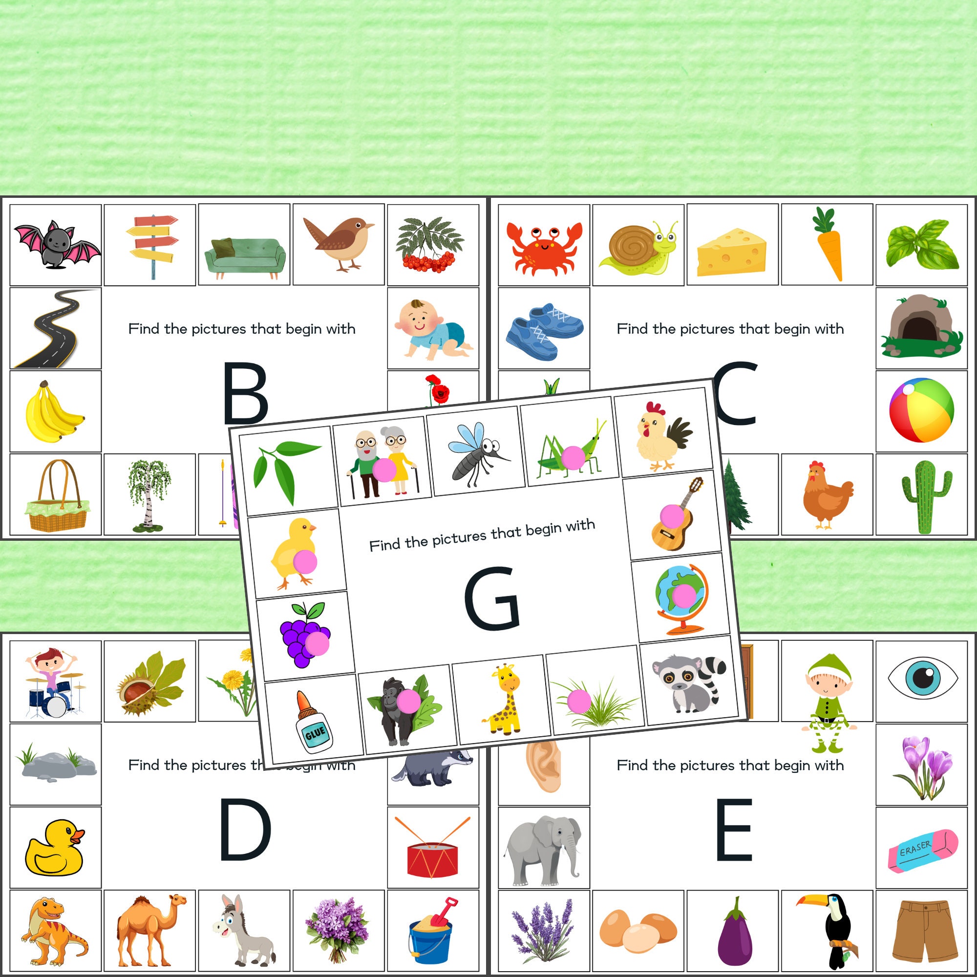 Beginning Sound Picture Matching Cards, Printable for Teaching Letter ...