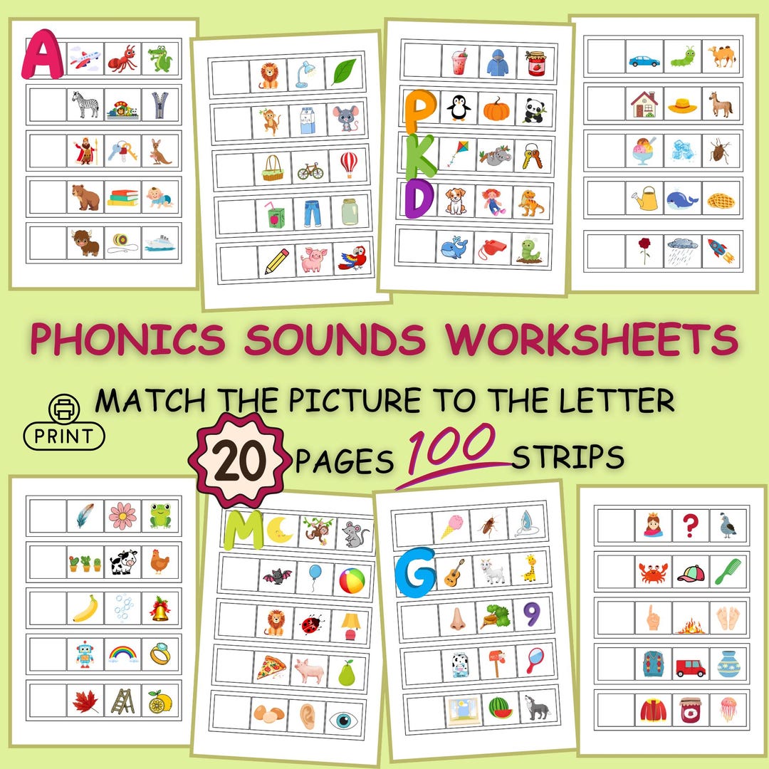 Phonics Sounds Worksheets for Preschool Printable PDF - Etsy