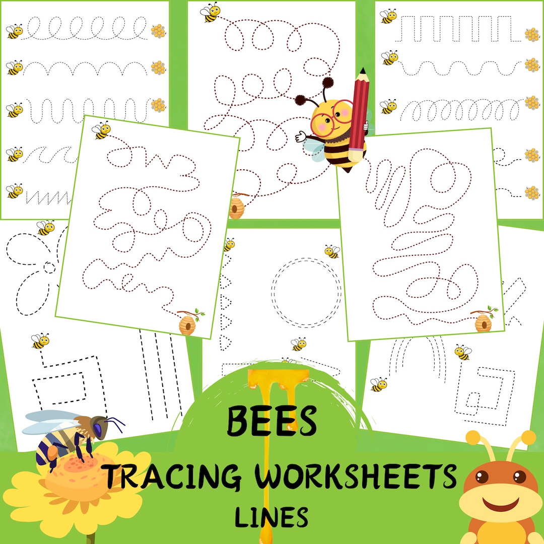 Bees Line Tracing Worksheets, Fine Motor Skills, Summer Preschool ...