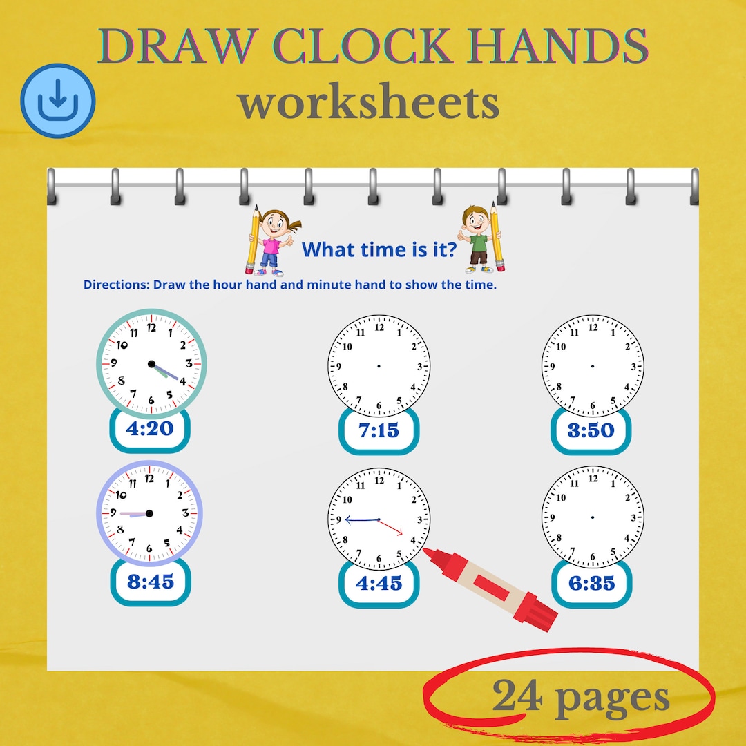 Learn to Tell Time Clock Activity, Educational Pages for Kindergarten ...