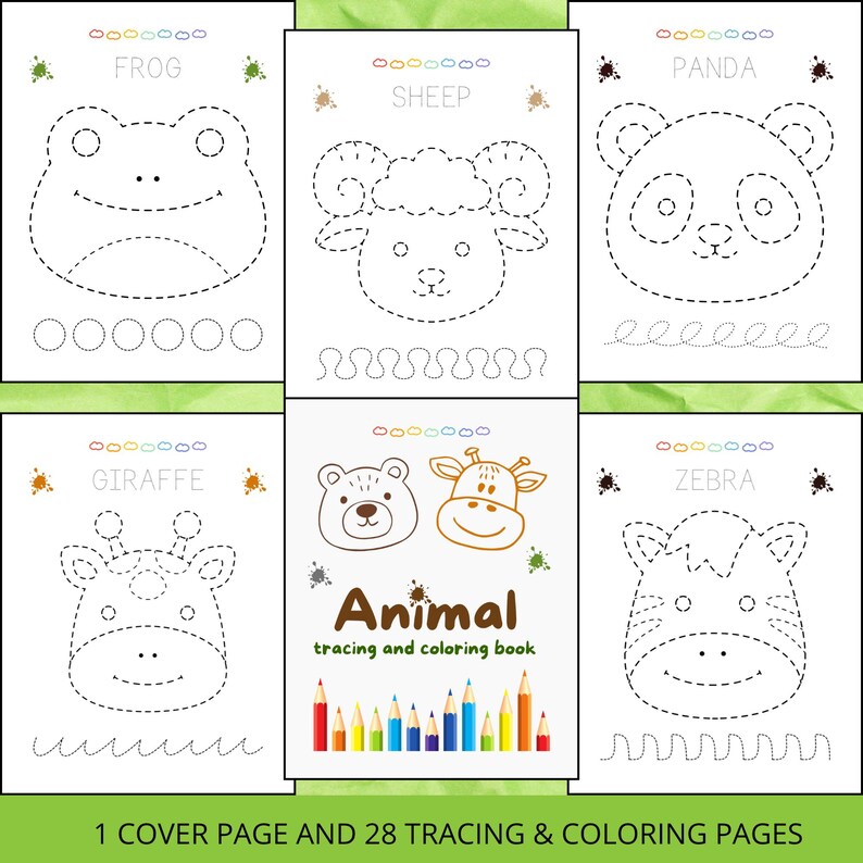 Tracing Practice and Coloring Pages for Kids | Pre-writing Worksheets ...