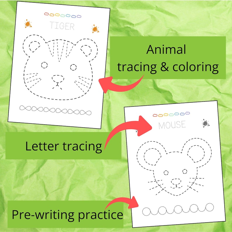 Tracing Practice and Coloring Pages for Kids | Pre-writing Worksheets ...