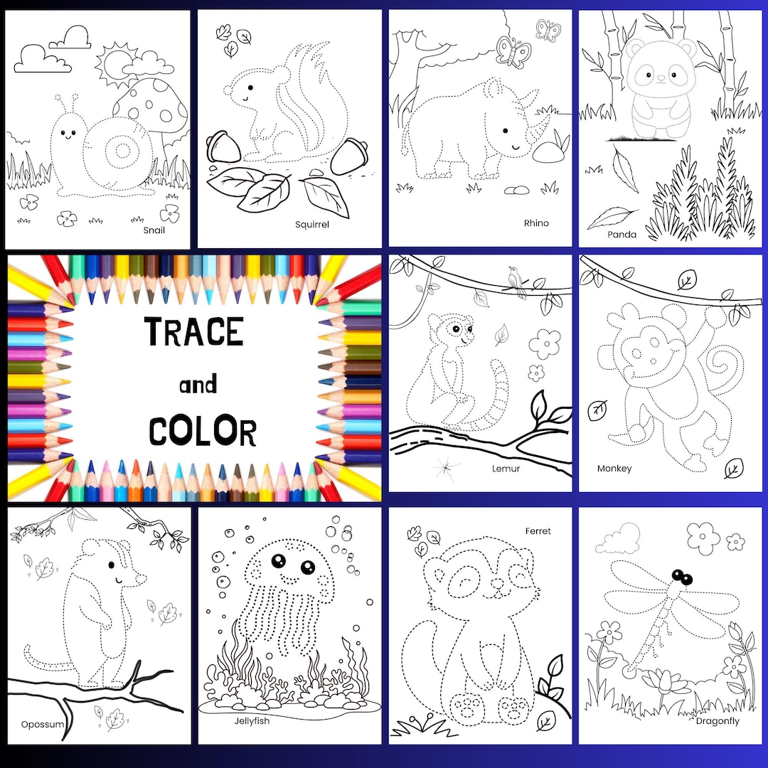 Trace and Color Worksheets for Kids | Printable Tracing & Coloring Fun ...
