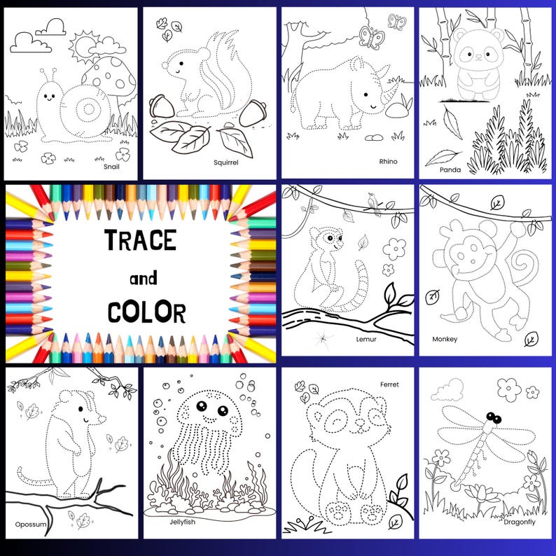 Trace and Color Worksheets for Kids Printable Tracing & Coloring Fun ...