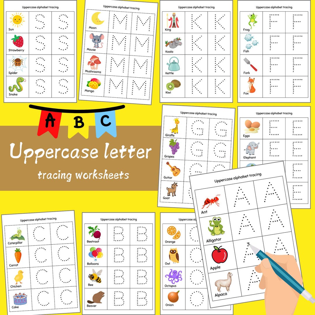 Uppercase Letter Tracing Worksheets | ABC Handwriting Practice for ...