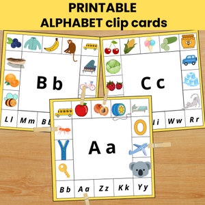 Alphabet Phonics Beginning Sounds Clip Cards, Clothespin Game ...