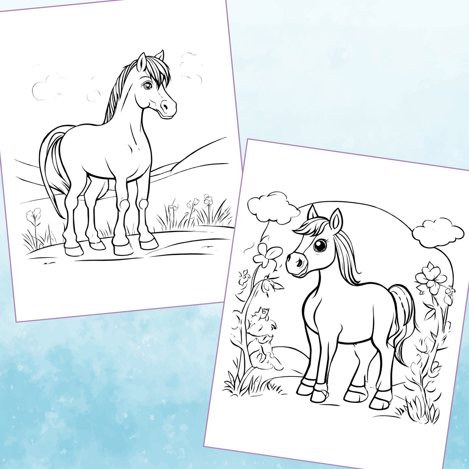 Simple Horse Coloring Pages for Kids - Etsy