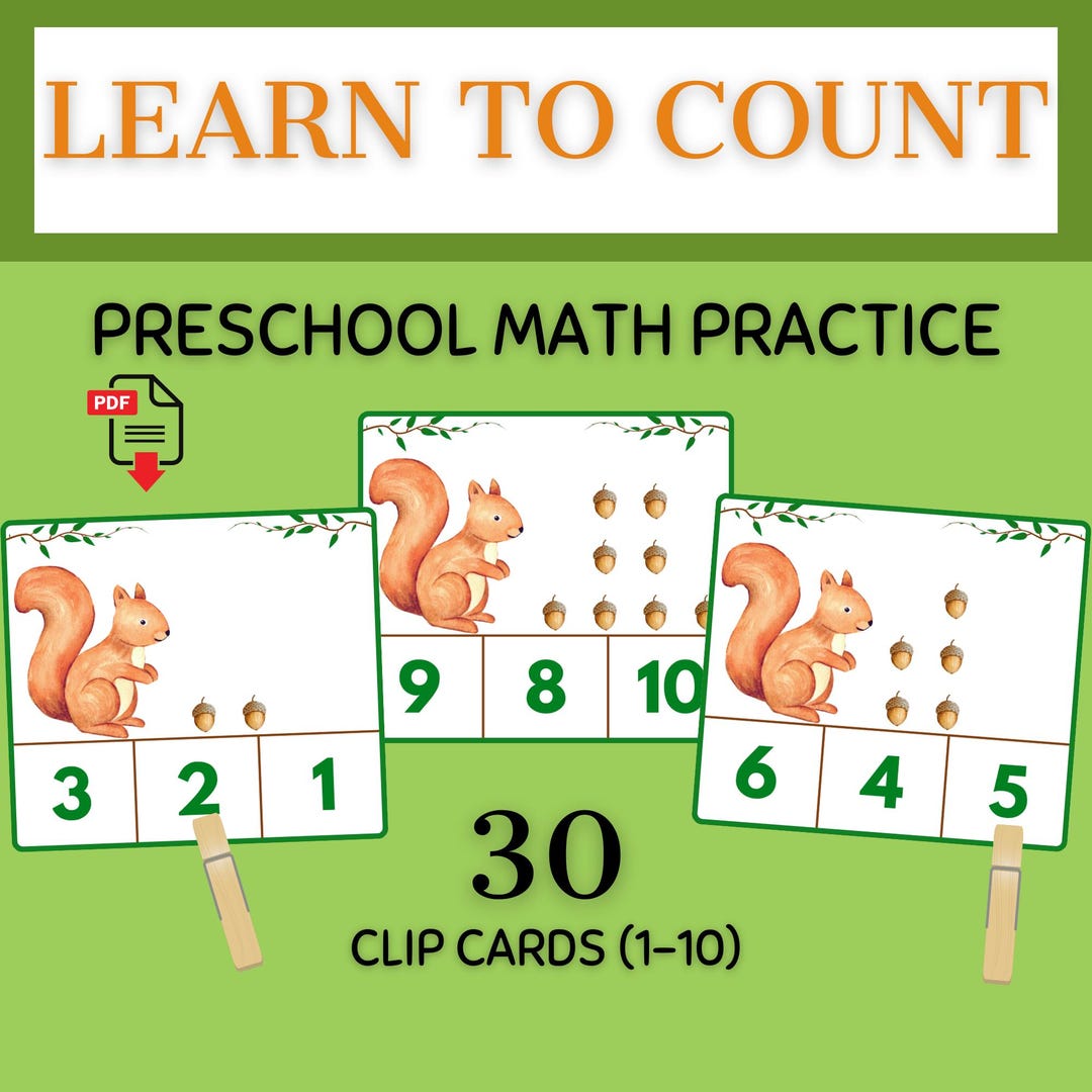 Acorn Counting Clip Cards | Numbers 1–10 Preschool Math Activity - Etsy
