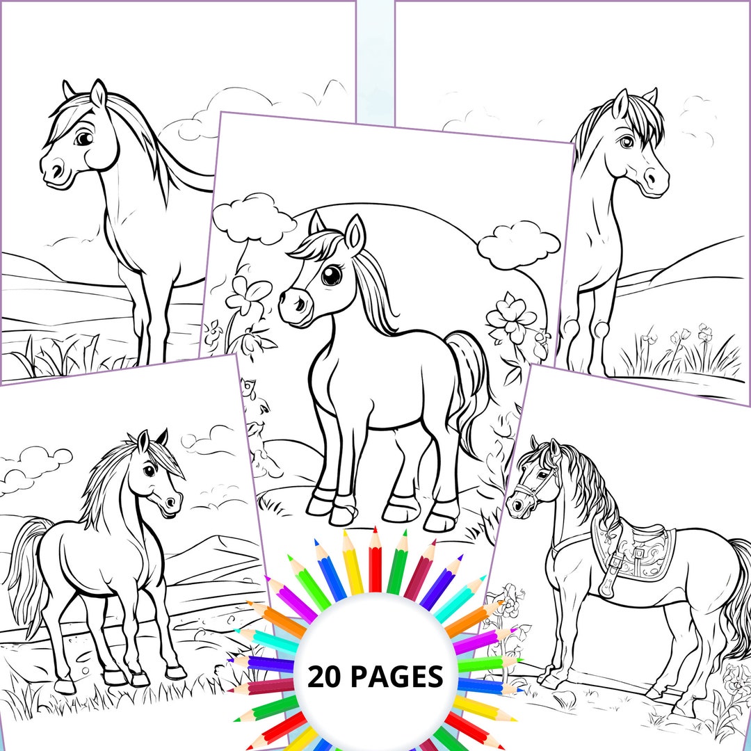 Simple Horse Coloring Pages for Kids - Etsy