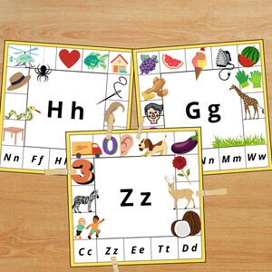 Alphabet Phonics Beginning Sounds Clip Cards, Clothespin Game ...