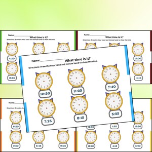 Clock Learning Worksheet, Kindergarten, First Grade Math, Learn to Tell ...