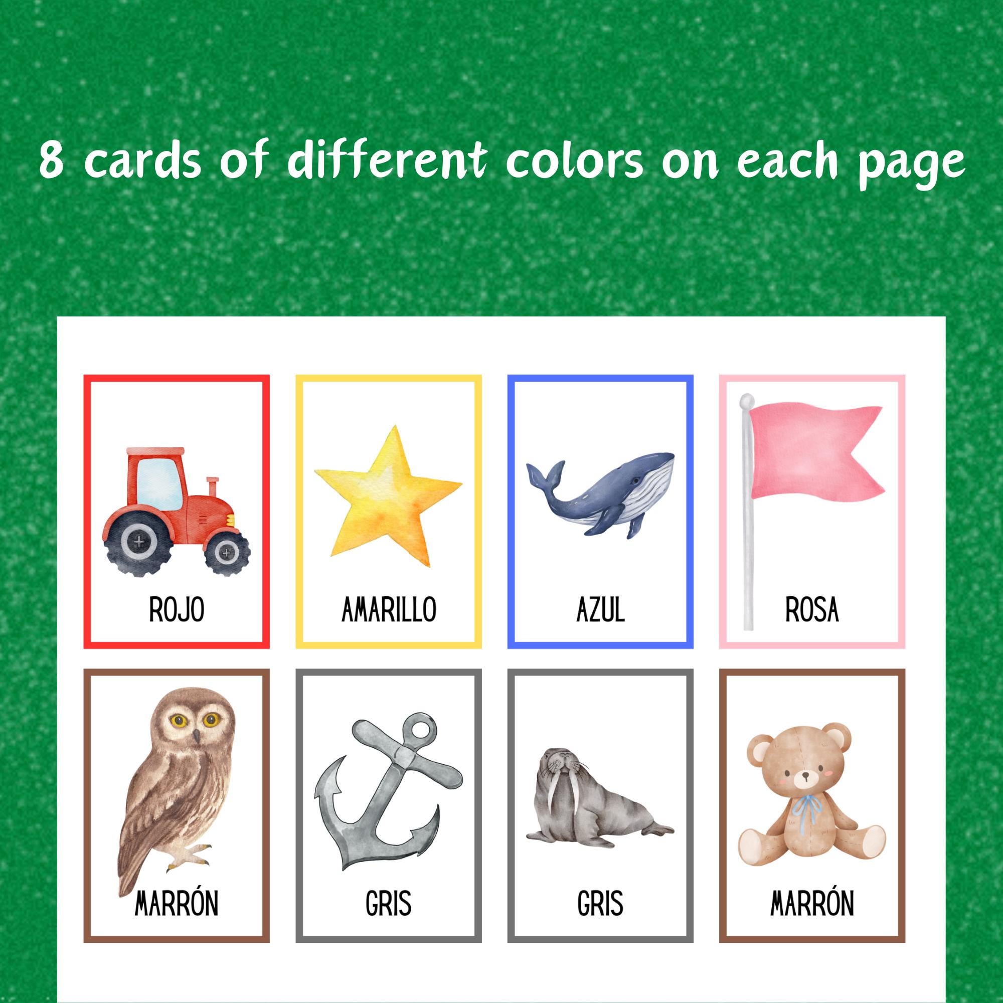 Spanish Colors Flashcards Color Recognition & Fun Learning Activities ...