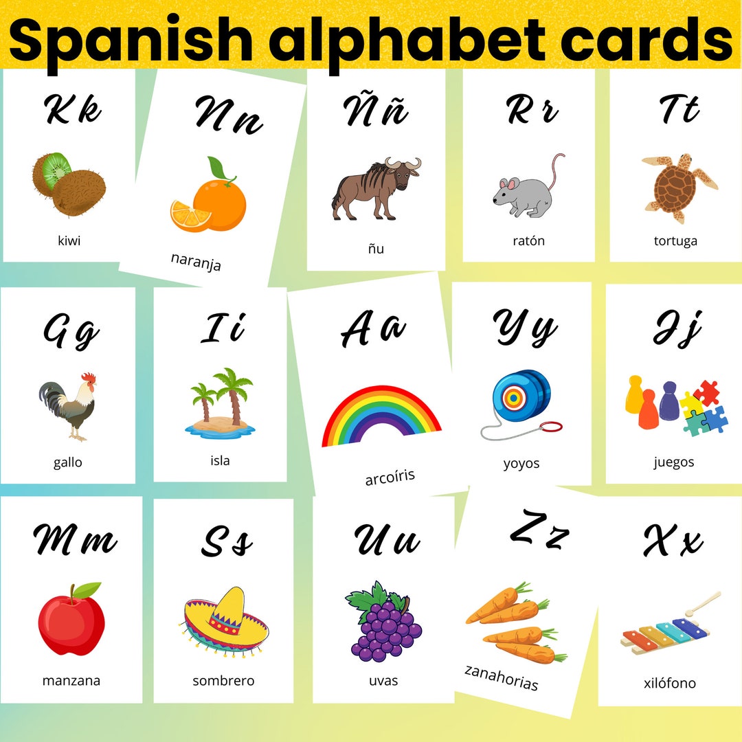 Spanish ABC Flash Cards for Kids, Preschool Alphabet Activity, Teaching ...