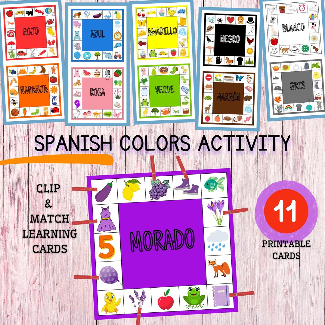 Spanish Colors Matching Clip Cards | Printable Preschool Activity - Etsy