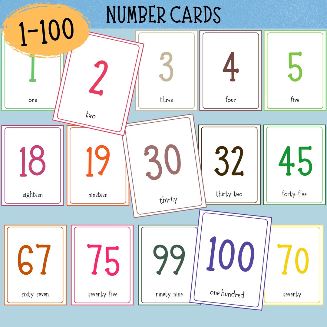 Numbers 1-100 Flash Cards | Printable Educational Flashcards for Kids ...