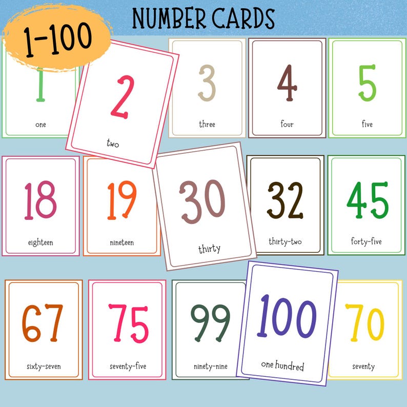 Printable Numbers 1–100 Flash Cards | Counting & Number Recognition ...