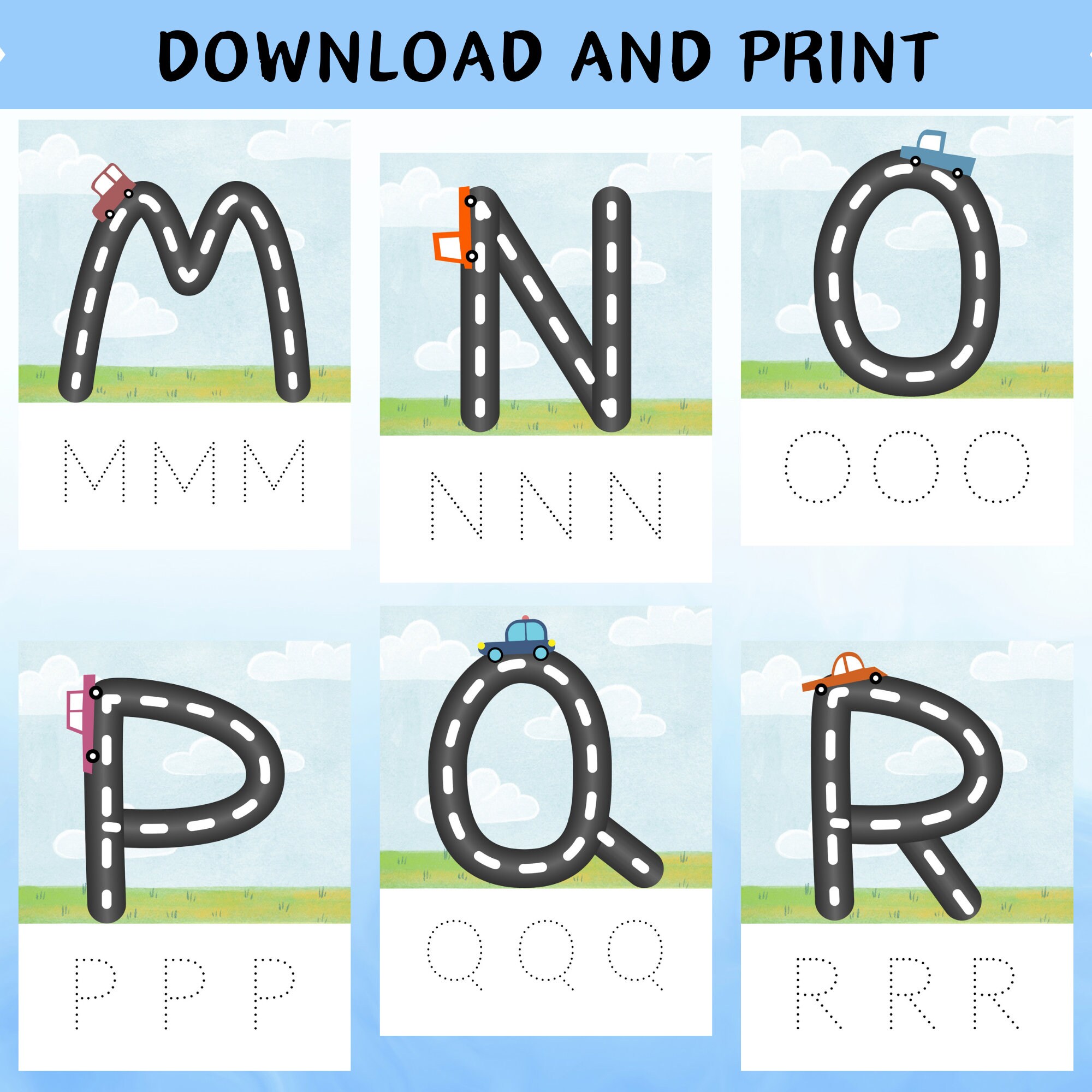 Letter Tracing Flashcards, Road Trace Activity Book, Alphabet Learning ...