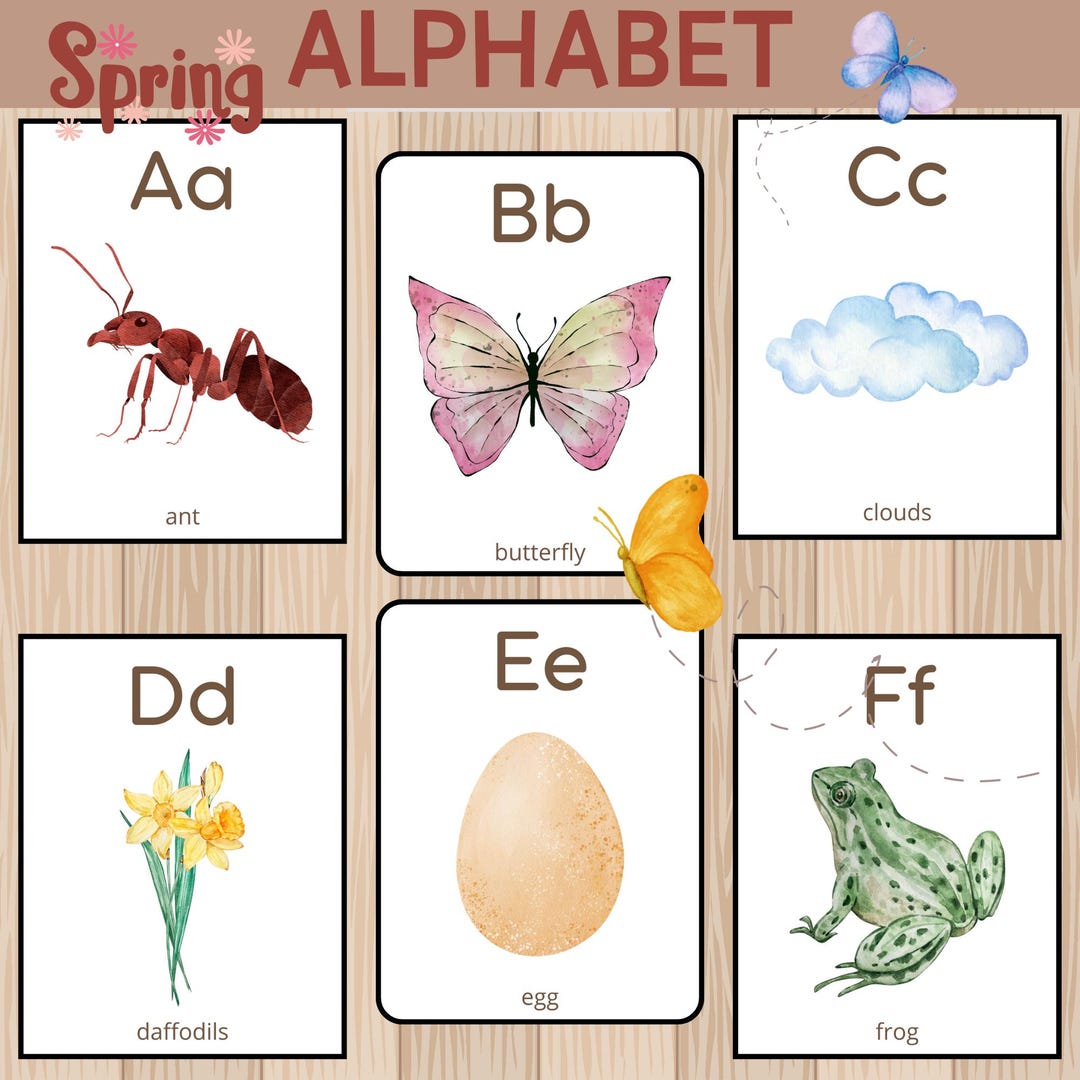 Spring Alphabet Flashcards | Printable Educational Cards for Kids | Fun ...