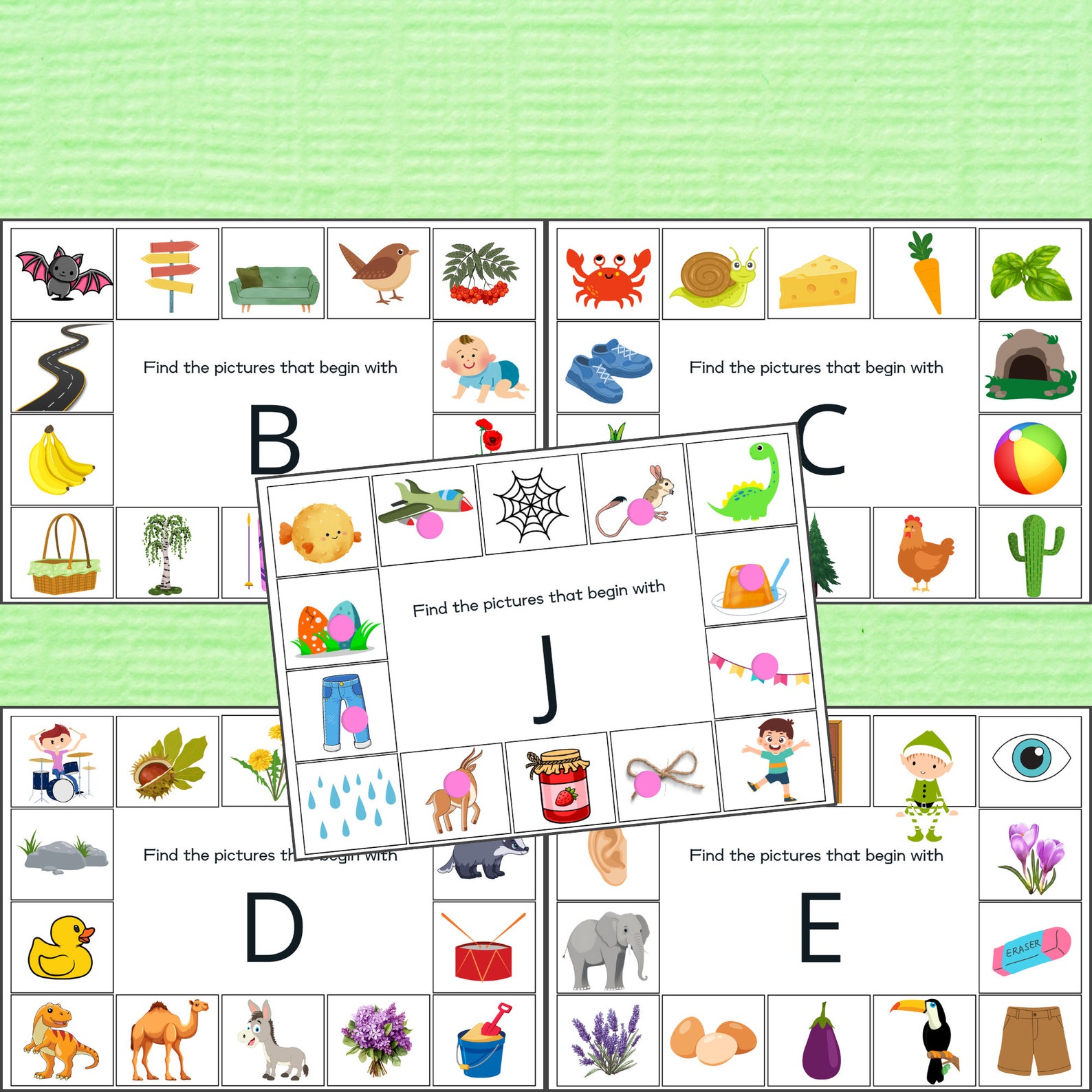 Beginning Sound Picture Matching Cards, Printable for Teaching Letter ...