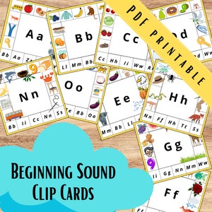 Alphabet Phonics Beginning Sounds Clip Cards, Clothespin Game ...