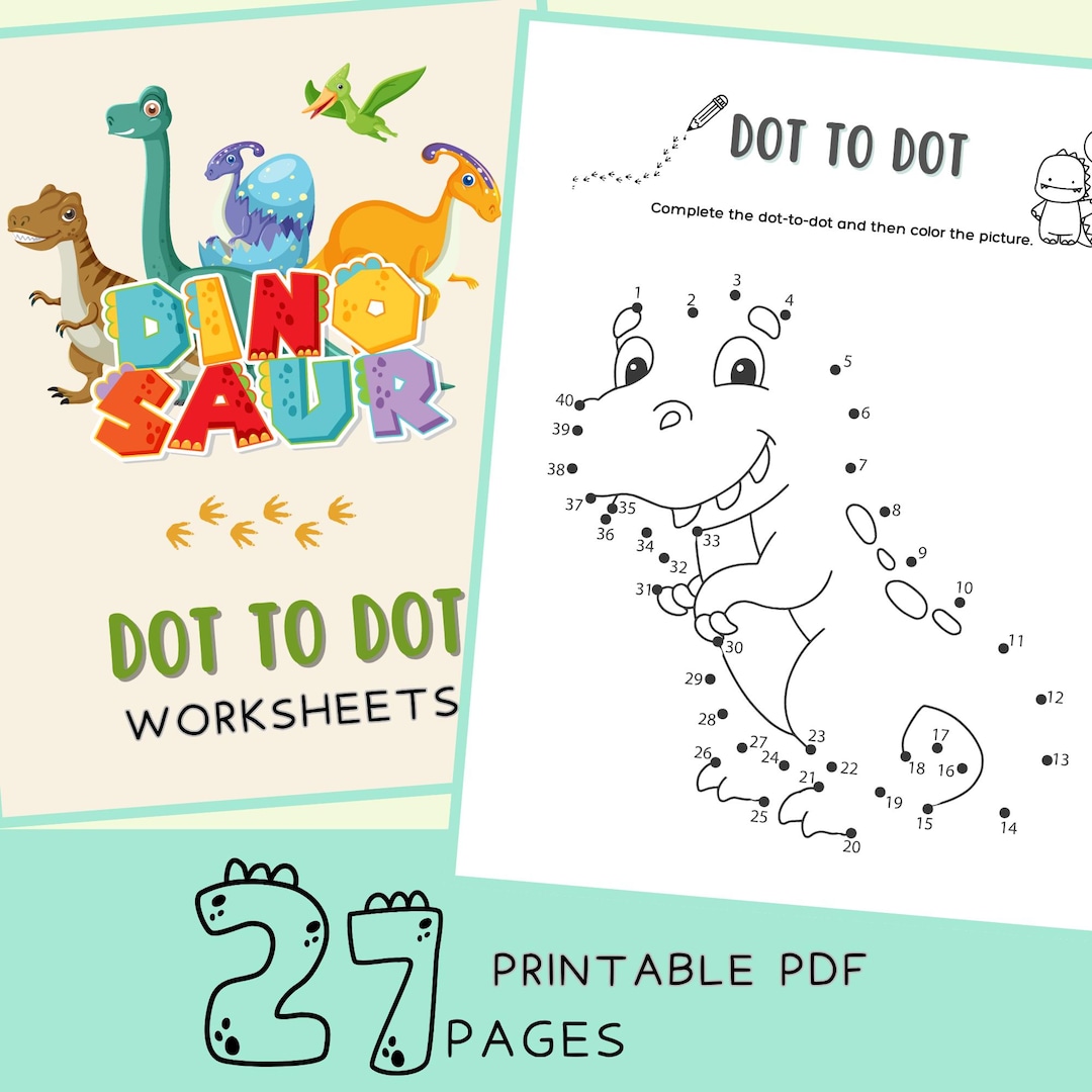 Dinosaur Dot to Dot Printable PDF | Connect the Dots Worksheets for ...