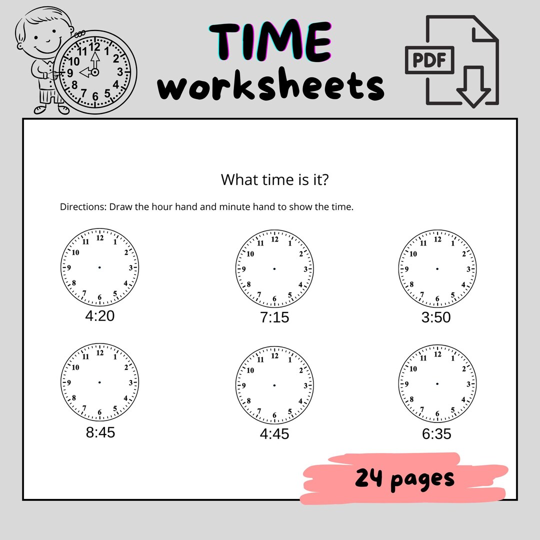 Printable Analog Clock Worksheets - Telling Time Learning Activity ...