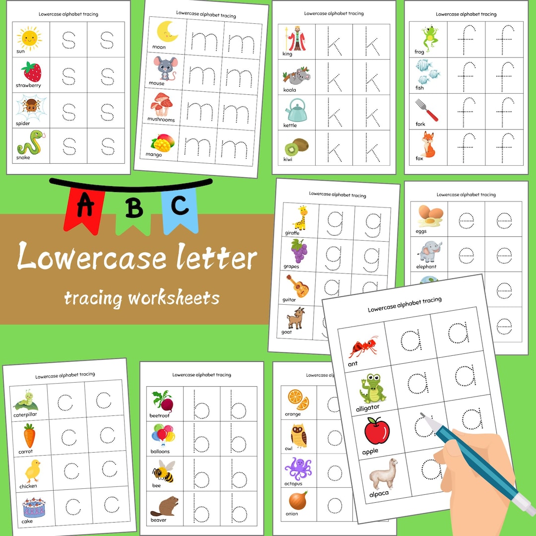 Tracing Lowercase Letters & Letter Sounds Worksheets | Small Letter ...