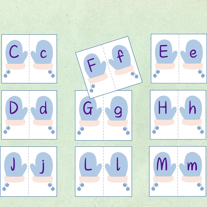 Mittens Letter Matching Game, ABC Puzzles, Preschool, Kindergarten ...