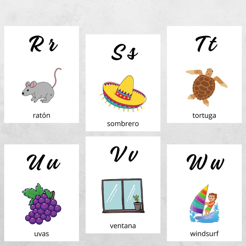 Spanish ABC Flash Cards for Kids, Preschool Alphabet Activity, Teaching ...