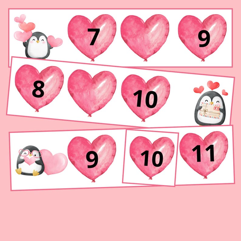 Valentine’s Math Number Sequence Worksheets 1-20 | Preschool ...